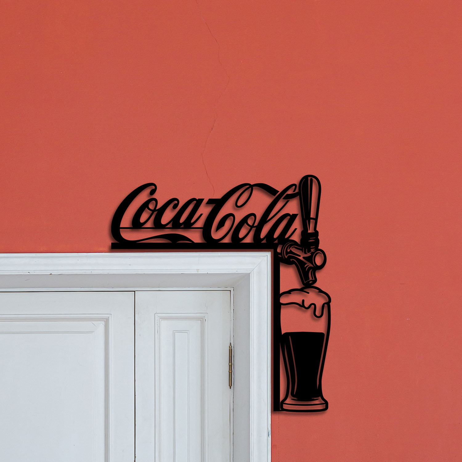 COCA COLA Tap Handle Metal Door Corner Home Bar Pub Frame Topper Sign ...