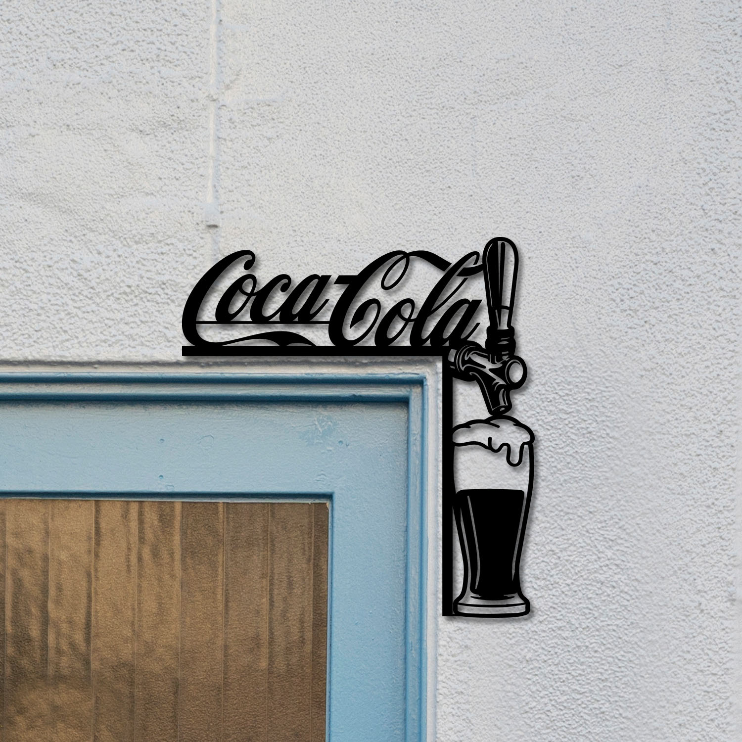 COCA COLA Tap Handle Metal Door Corner Home Bar Pub Frame Topper Sign ...