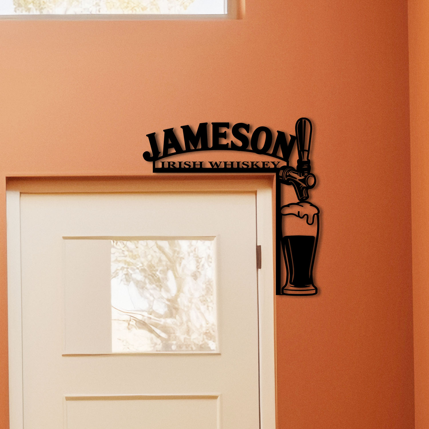 Jameson Irish Whiskey Tap Handle Metal Door Corner Home Bar Pub Frame ...