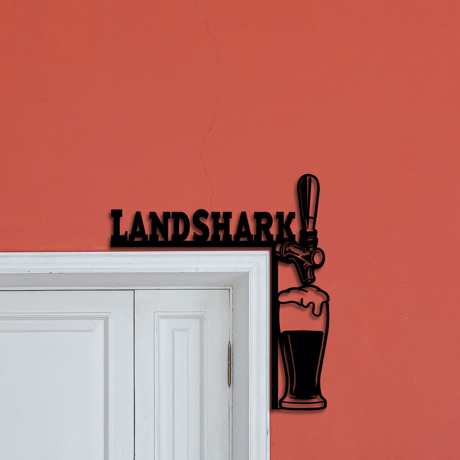 Landshark Lager Tap Handle Metal Door Corner Home Bar Frame Topper Sign ...
