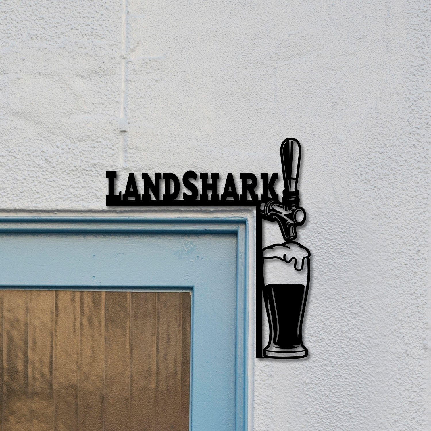 Landshark Lager Tap Handle Metal Door Corner Home Bar Frame Topper Sign ...