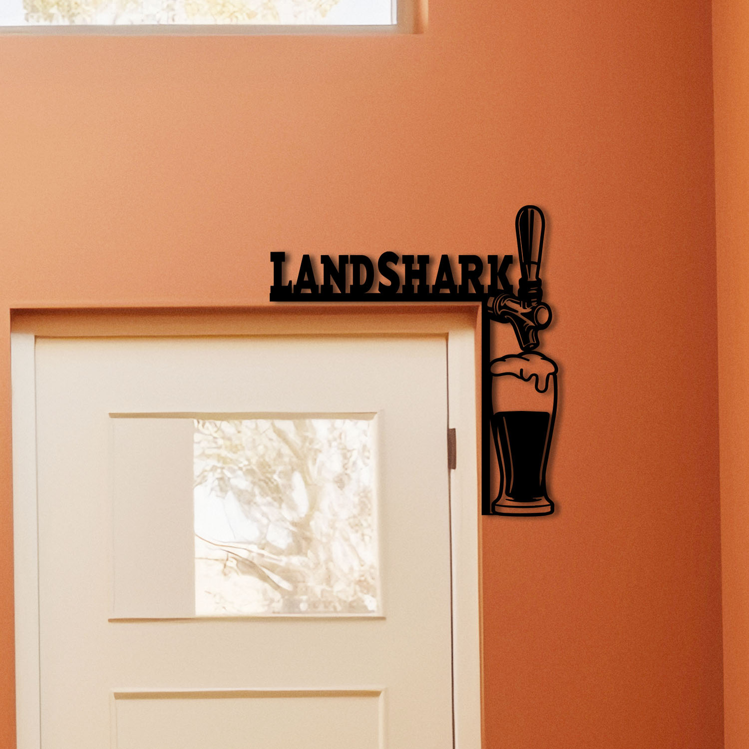 Landshark Lager Tap Handle Metal Door Corner Home Bar Frame Topper Sign ...
