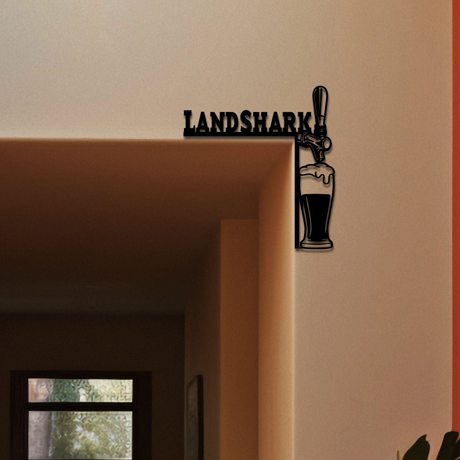 Landshark Lager Tap Handle Metal Door Corner Home Bar Frame Topper Sign ...
