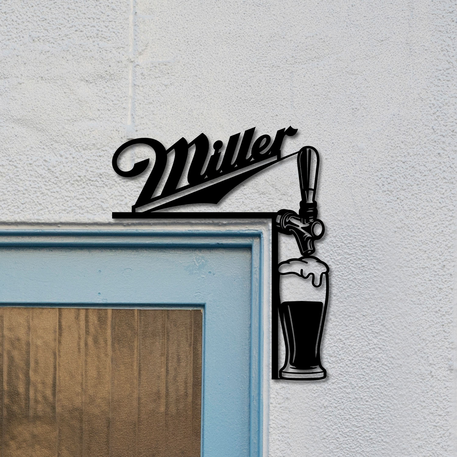 Miller High Life Tap Handle Metal Door Corner Home Bar Pub Frame Topper ...