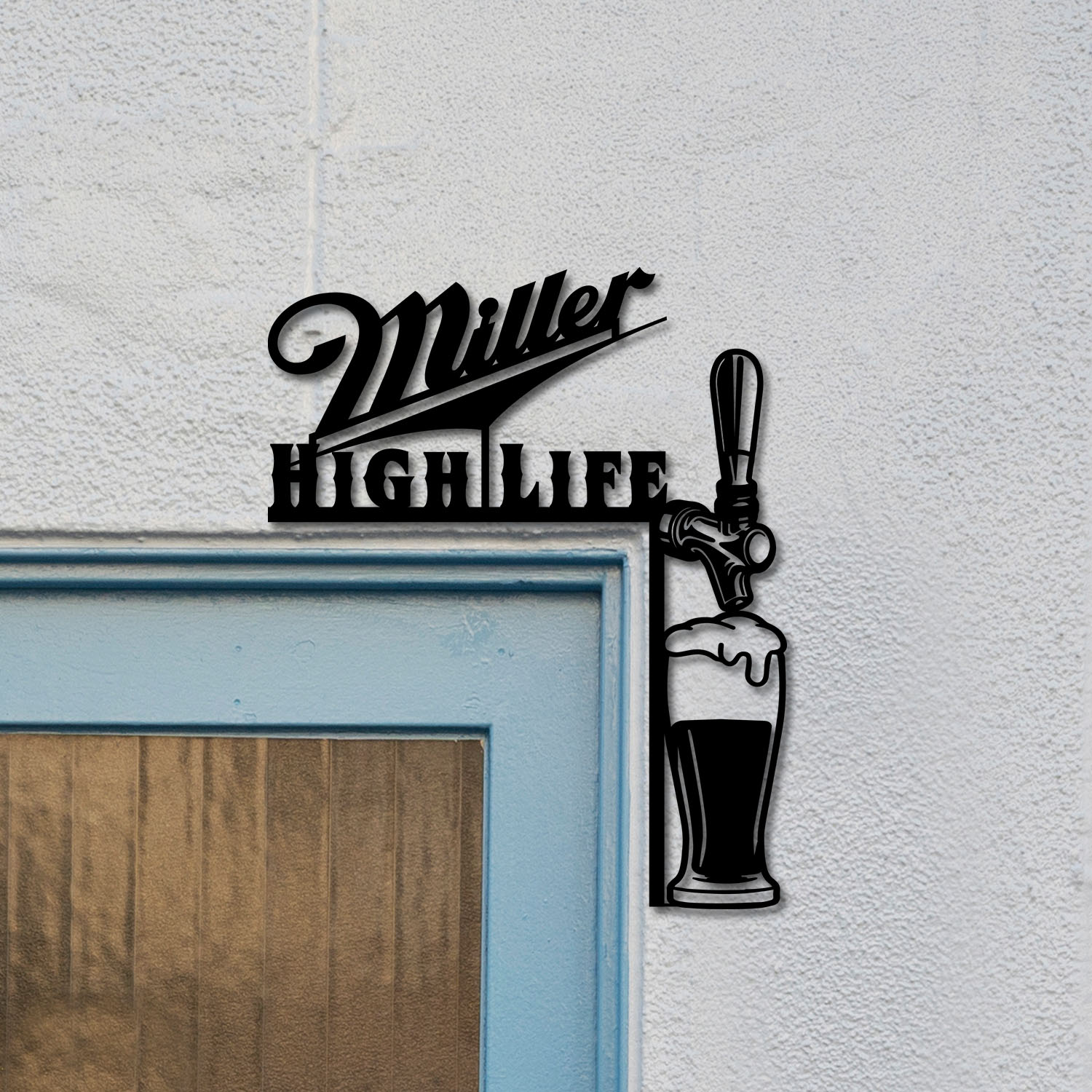Miller High Life Tap Handle Metal Door Corner Home Bar Frame Topper ...