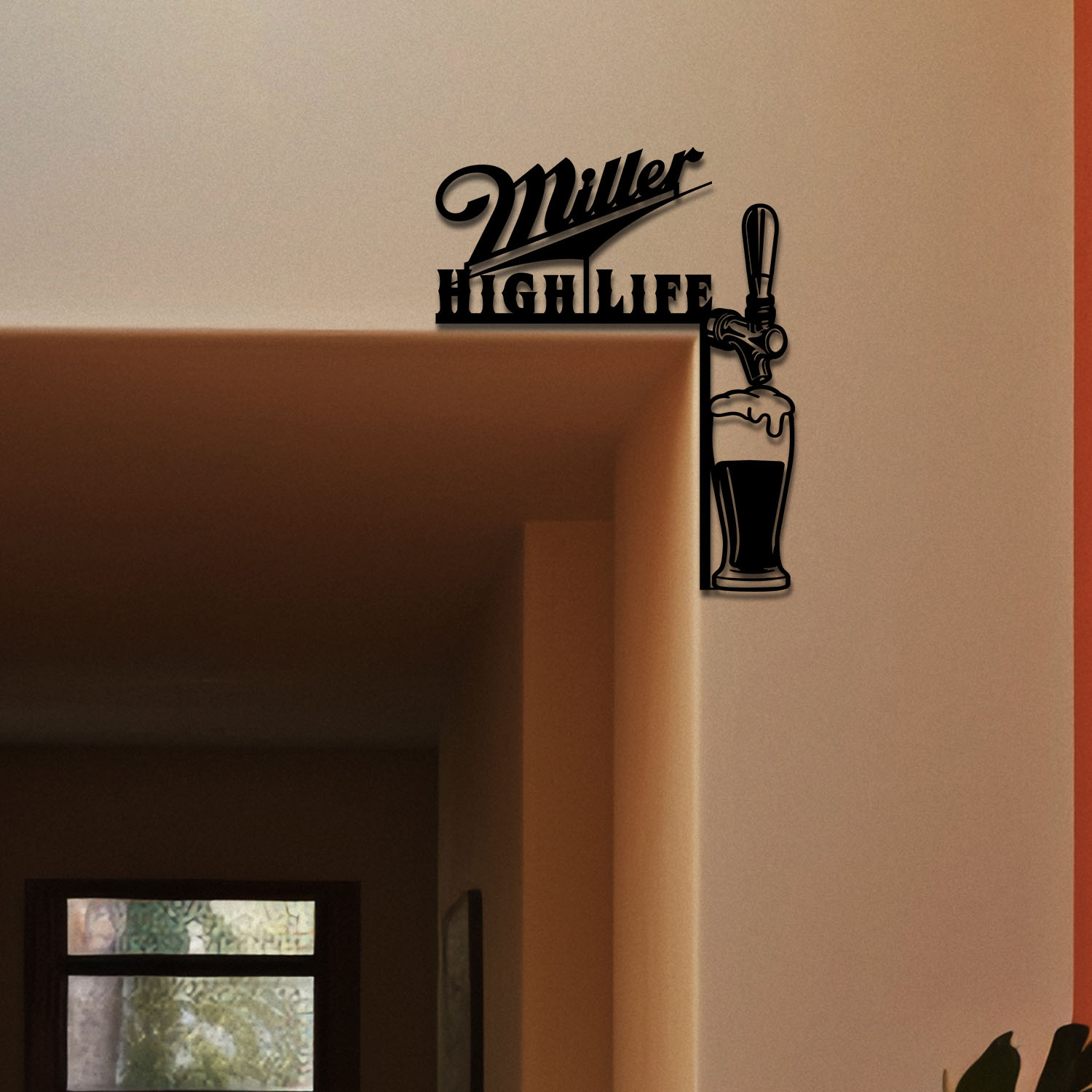 Miller High Life Tap Handle Metal Door Corner Home Bar Frame Topper ...