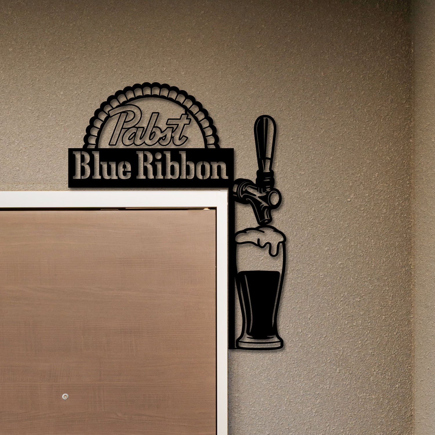 Pabst Blue Ribbon Tap Handle Metal Door Corner Home Bar Pub Frame ...