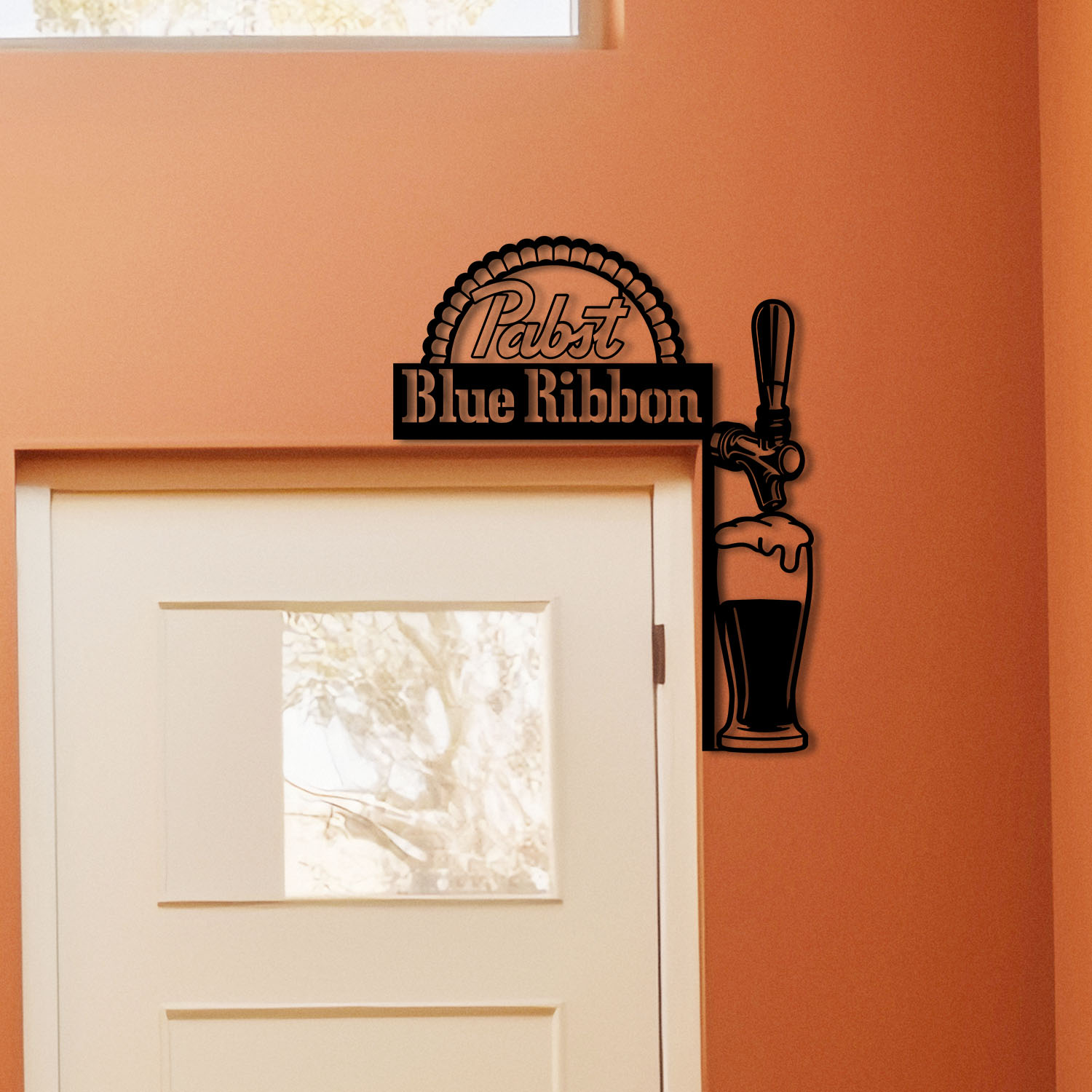 Pabst Blue Ribbon Tap Handle Metal Door Corner Home Bar Pub Frame ...