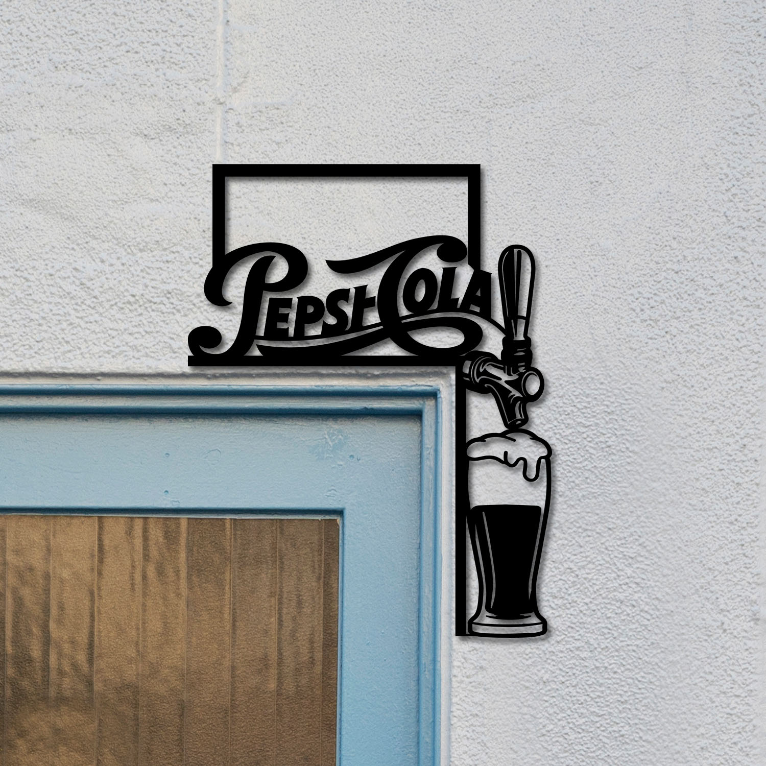 Pepsi Cola Tap Handle Metal Door Corner Home Bar Pub Frame Topper Sign ...