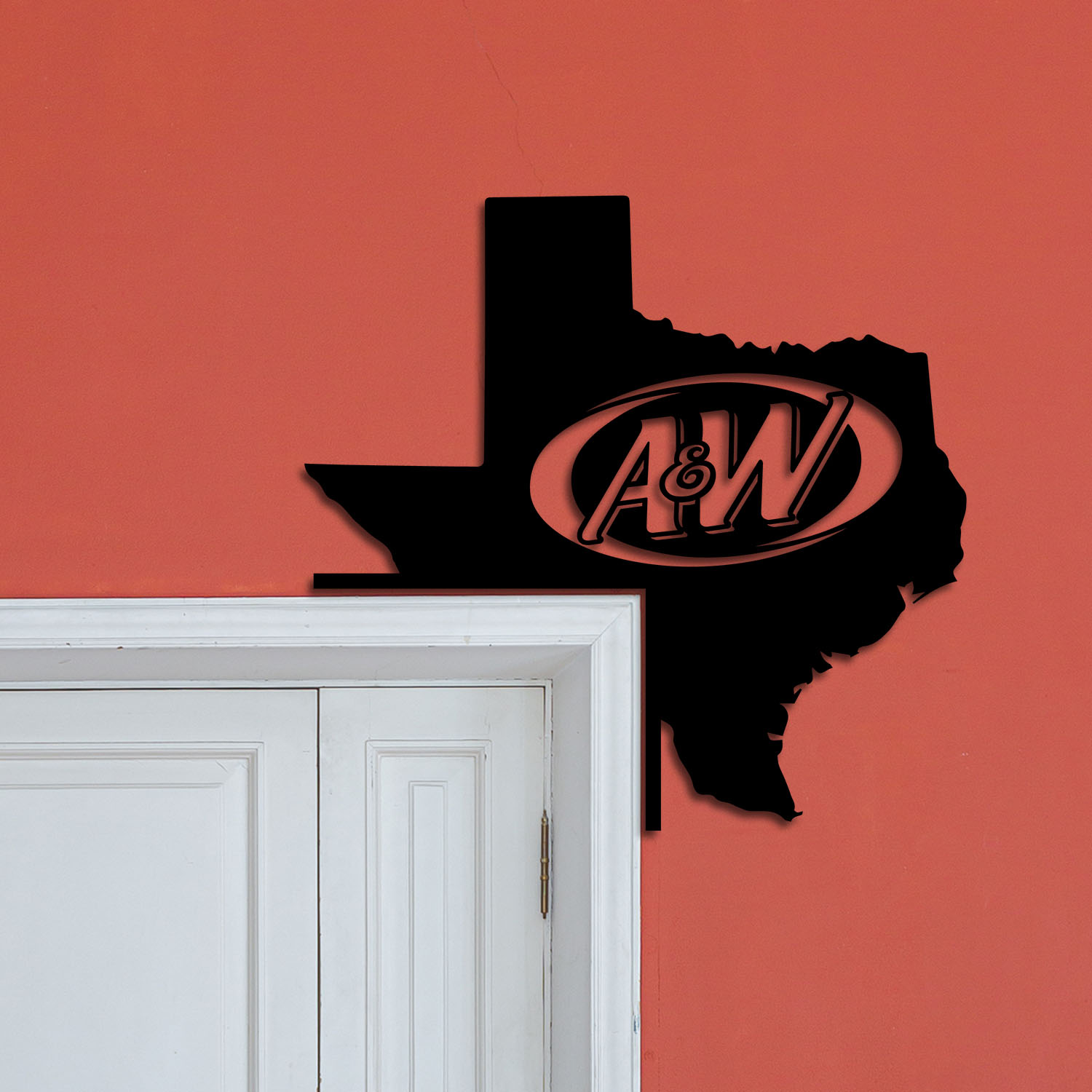 A&W Root Texas State Map Metal Door Corner Home Bar Pub Frame Topper ...