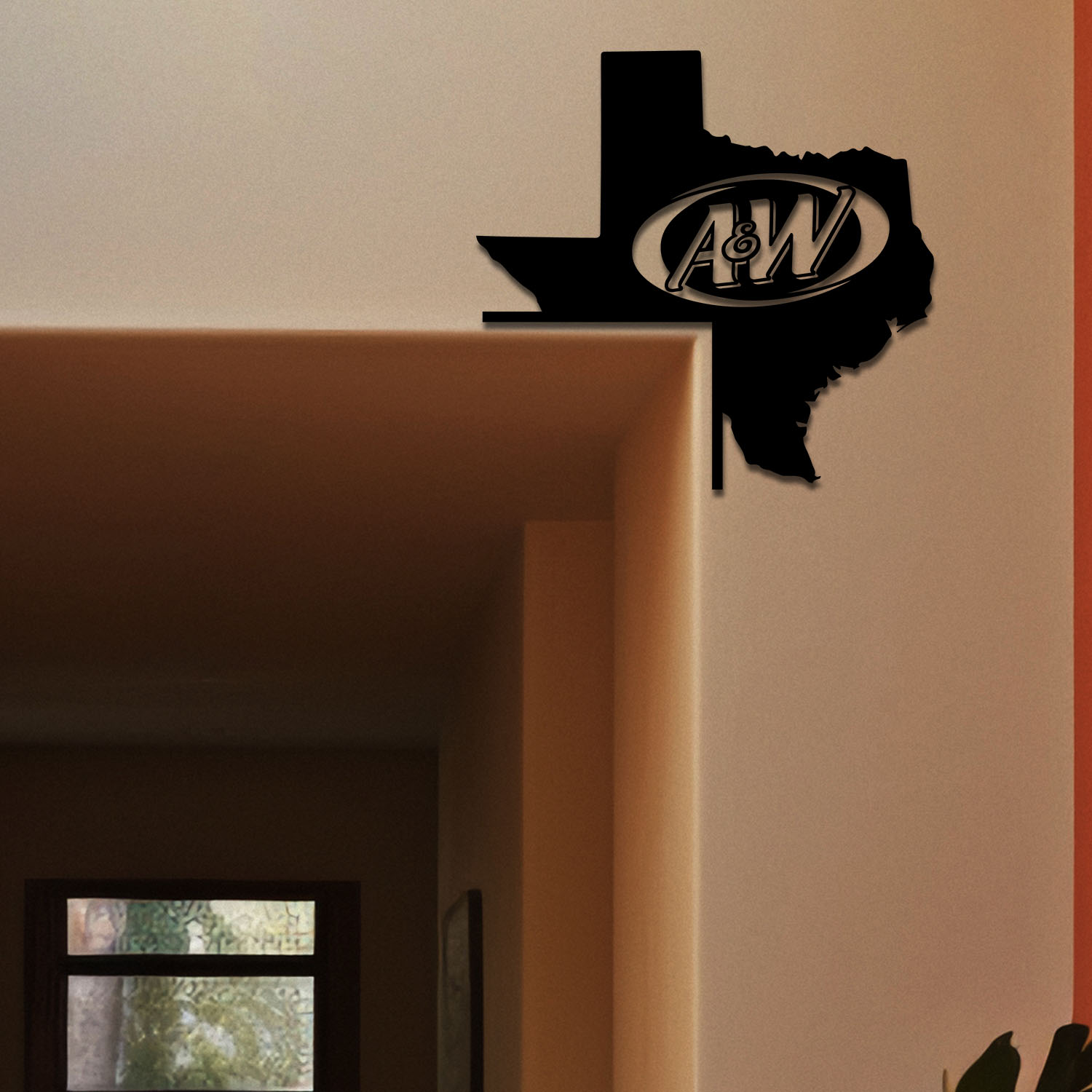 A&W Root Texas State Map Metal Door Corner Home Bar Pub Frame Topper ...