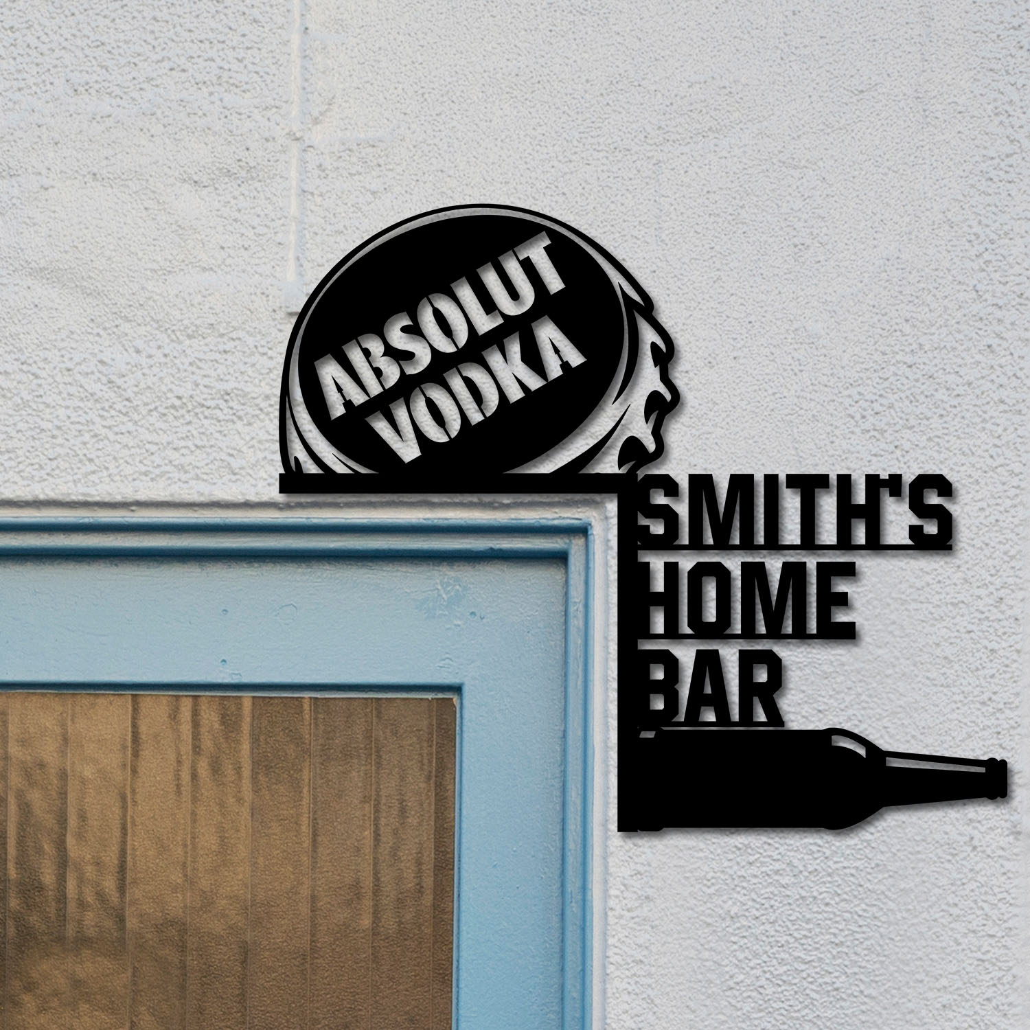Custom Absolut Vodka Bottle Cap Metal Door Corner Home Bar Pub Frame ...