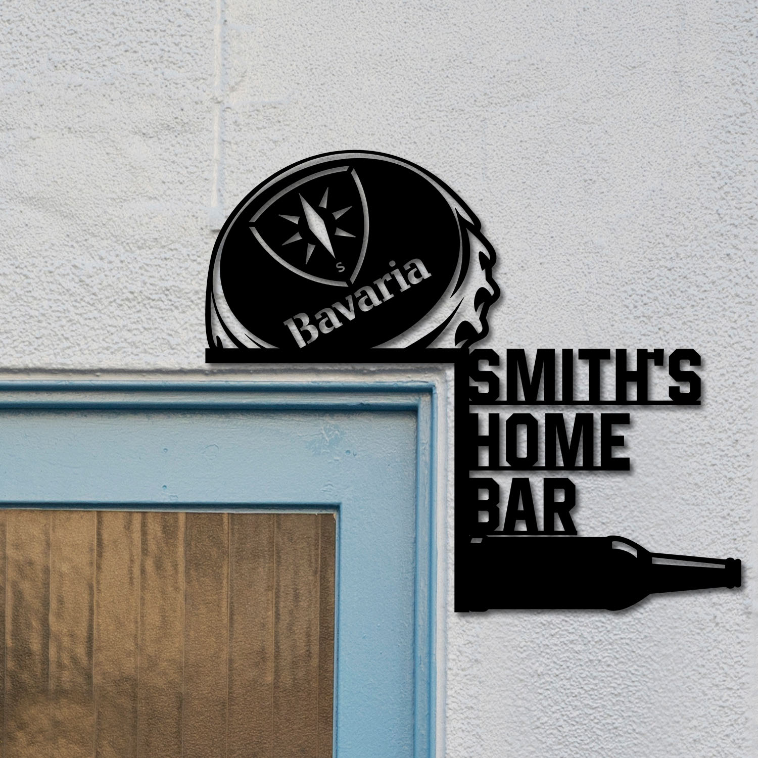 Custom Bavaria Bottle Cap Metal Door Corner Home Bar Pub Frame Topper ...