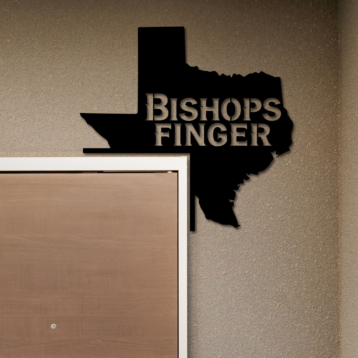 Bishops Finger Texas State Map Metal Door Corner Home Bar Pub Frame ...
