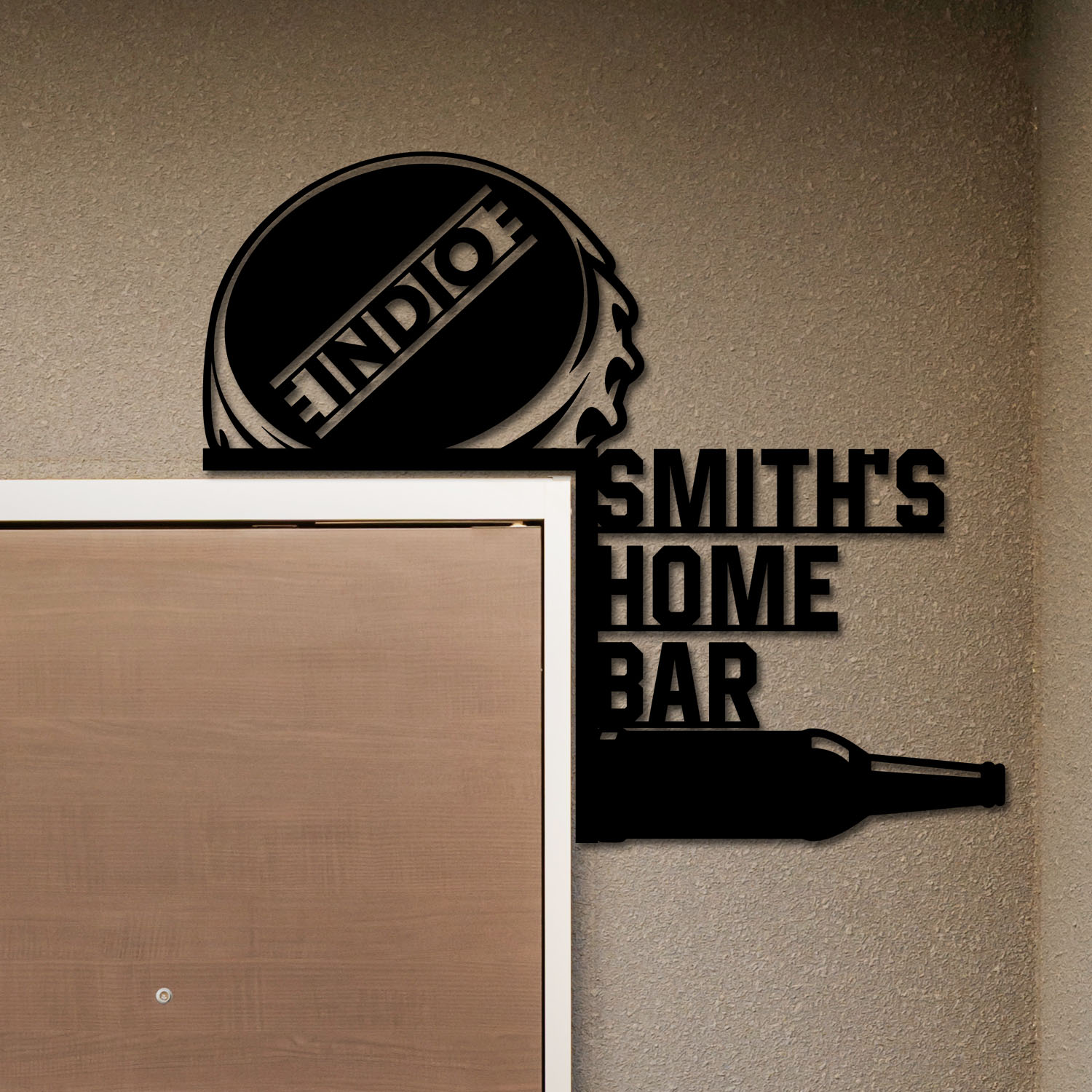 Custom Cerveza Indio Bottle Cap Metal Door Corner Home Bar Pub Frame ...