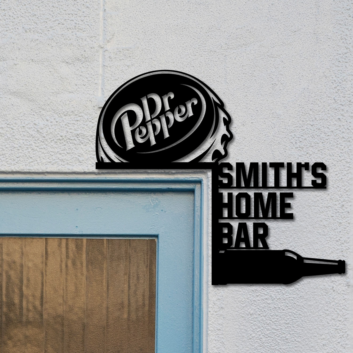 Custom Dr Pepper Bottle Cap Metal Door Corner Home Bar Pub Frame Topper ...