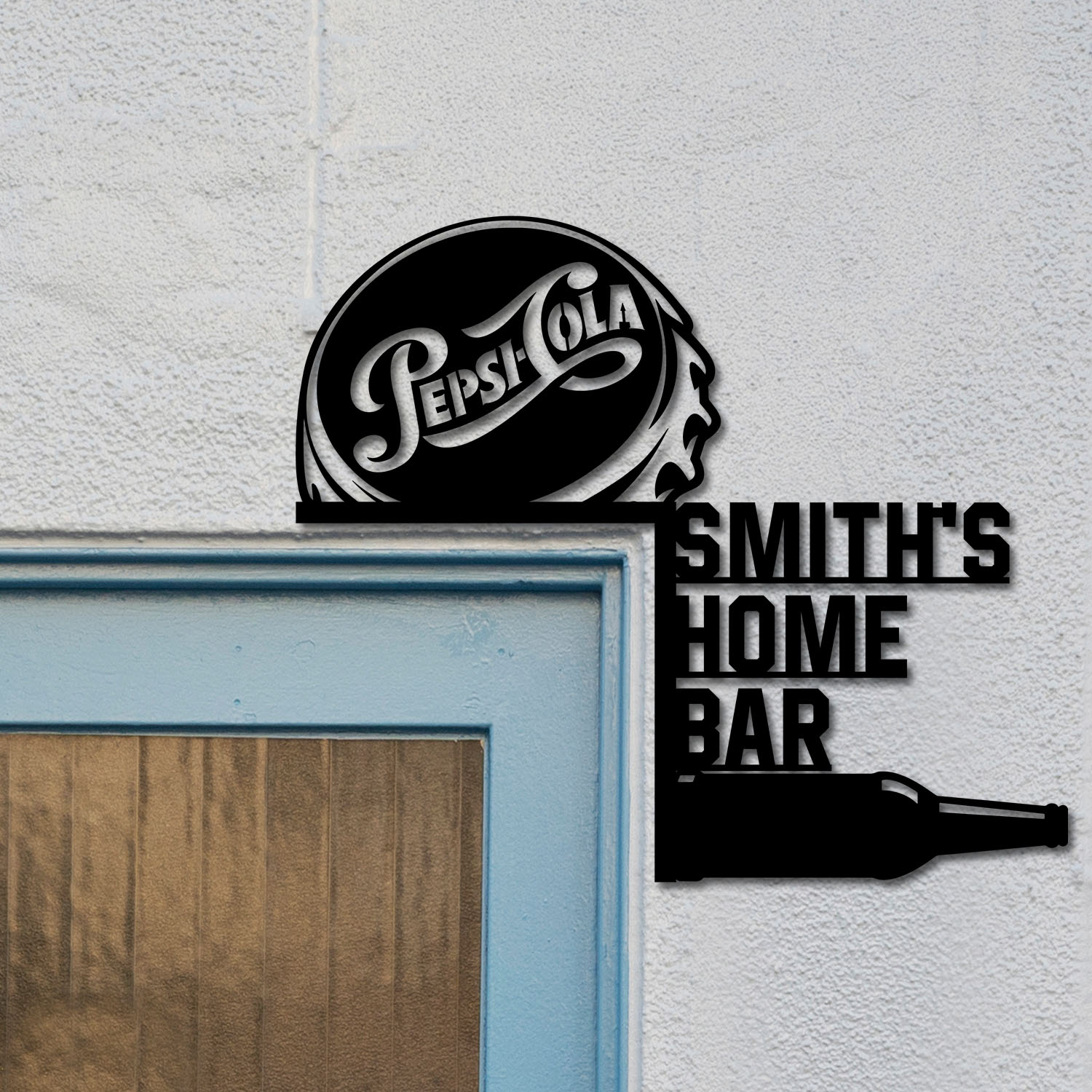 Custom Drink Ice-Cold Pepsi Cola Bottle Cap Metal Door Corner Home Bar ...