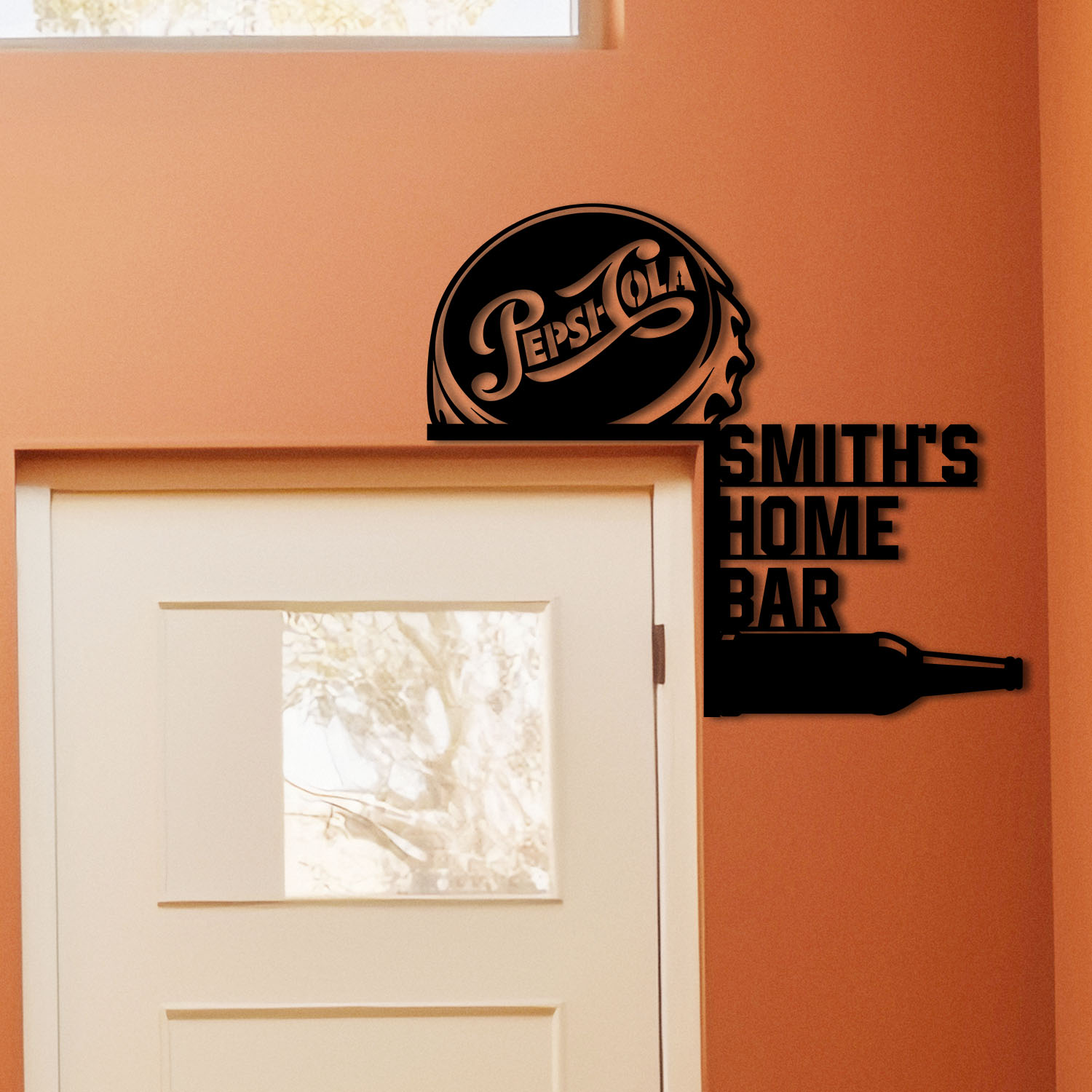 Custom Drink Ice-Cold Pepsi Cola Bottle Cap Metal Door Corner Home Bar ...