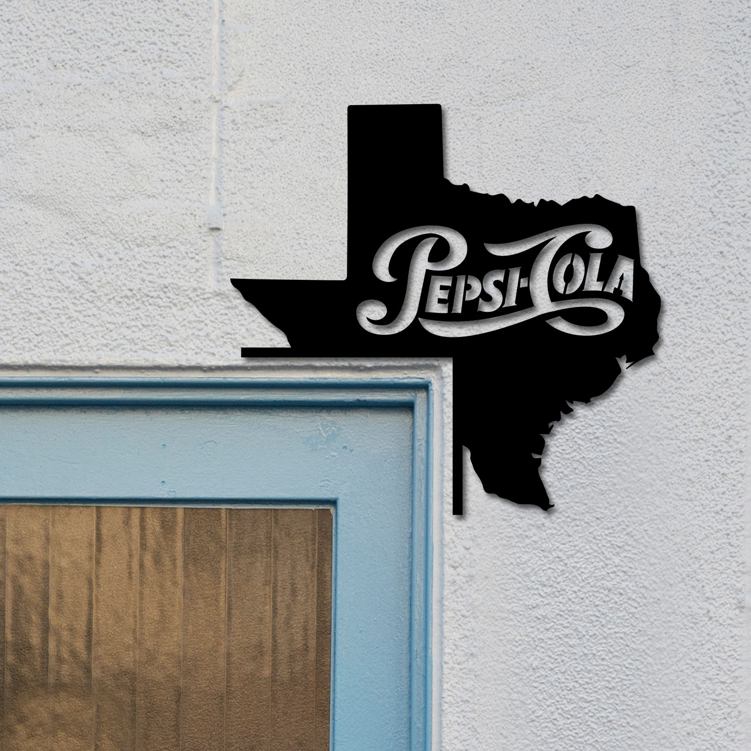 Drink Ice-Cold Pepsi Cola Texas State Map Metal Door Corner Home Bar ...