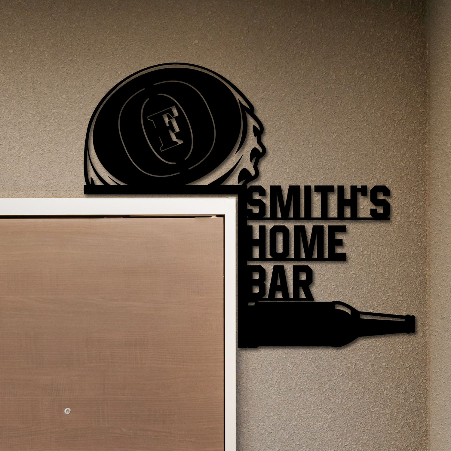 Custom Foster Bottle Cap Metal Door Corner Home Bar Pub Frame Topper ...