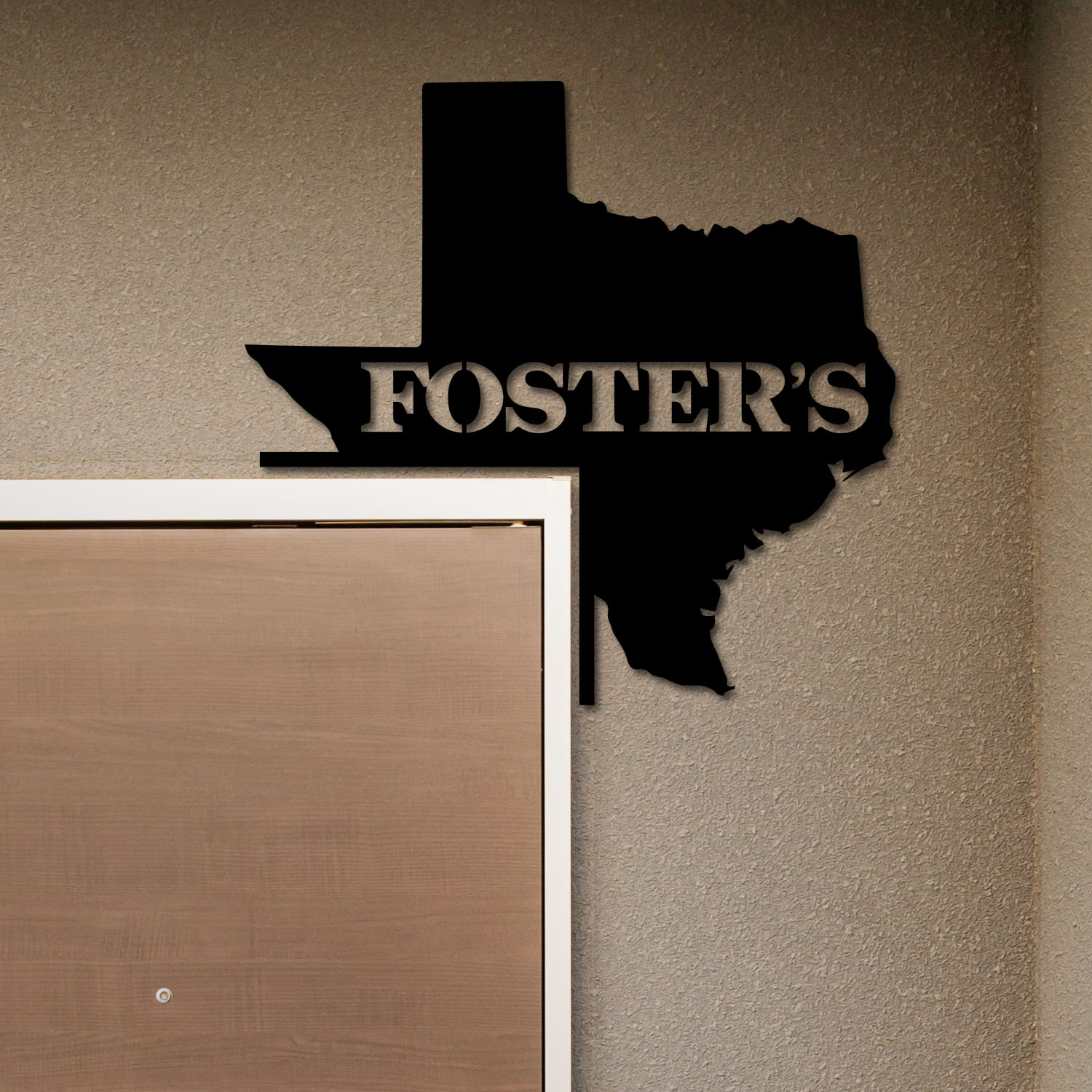 Foster Texas State Map Metal Door Corner Home Bar Pub Frame Topper Sign ...
