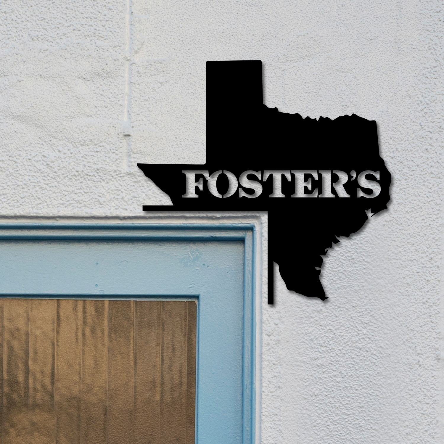 Foster Texas State Map Metal Door Corner Home Bar Pub Frame Topper Sign ...