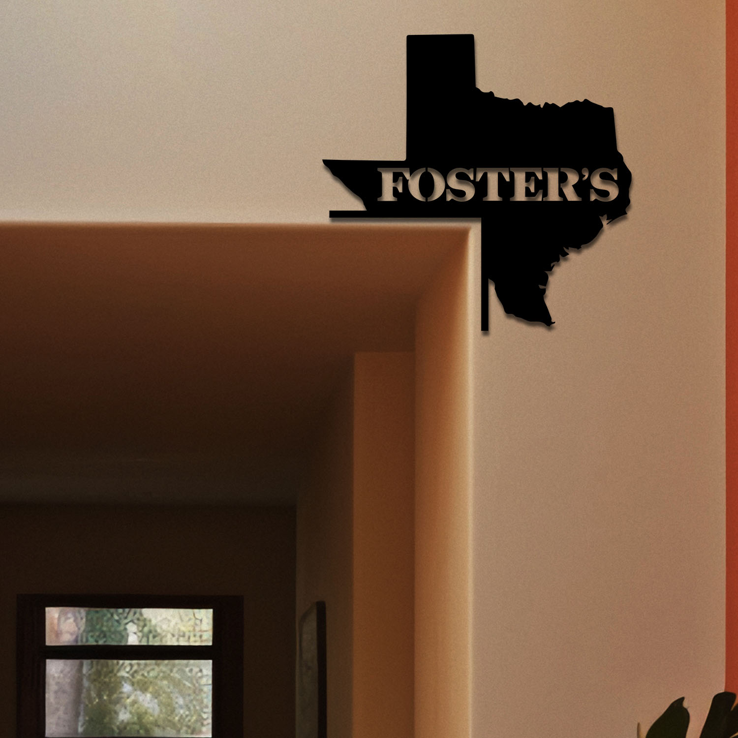 Foster Texas State Map Metal Door Corner Home Bar Pub Frame Topper Sign ...