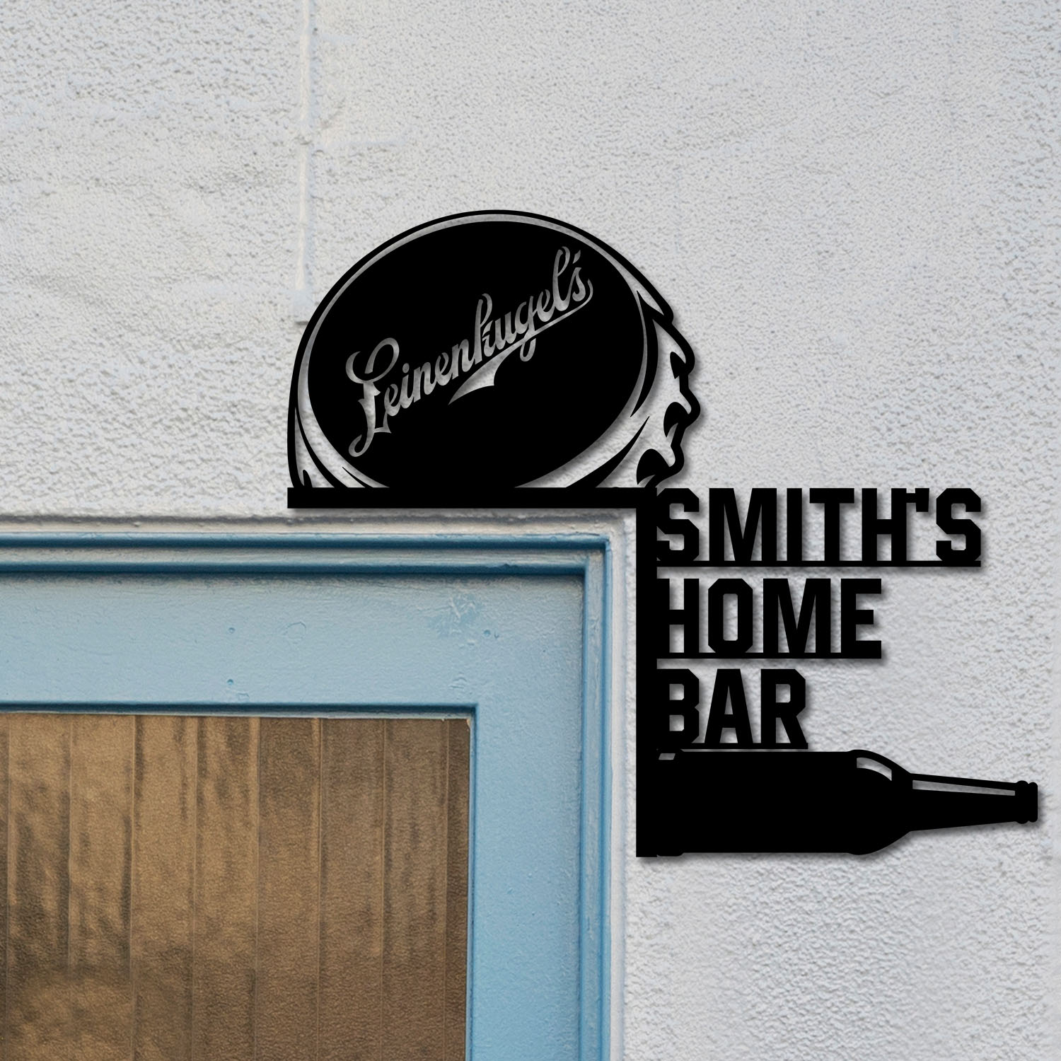 Custom Leinenkugel’s Bottle Cap Metal Door Corner Home Bar Pub Frame ...