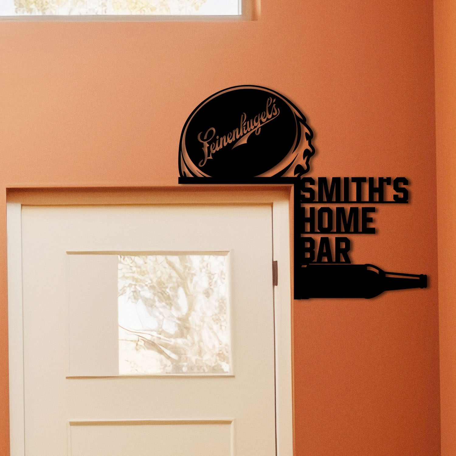 Custom Leinenkugel’s Bottle Cap Metal Door Corner Home Bar Pub Frame ...