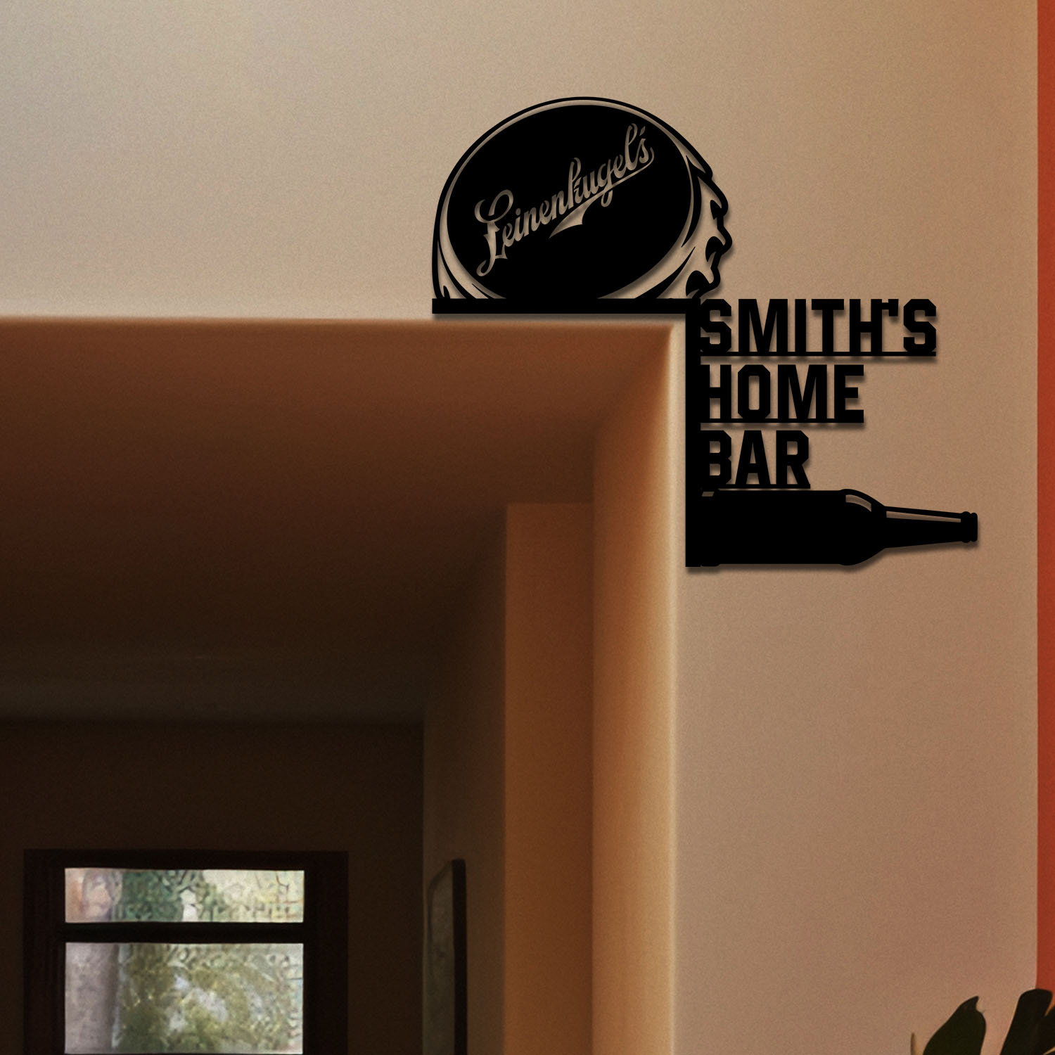Custom Leinenkugel’s Bottle Cap Metal Door Corner Home Bar Pub Frame ...