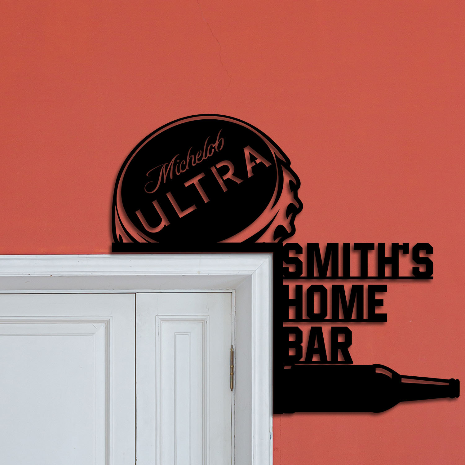 Custom Michelob Bottle Cap Metal Door Corner Home Bar Pub Frame Topper ...