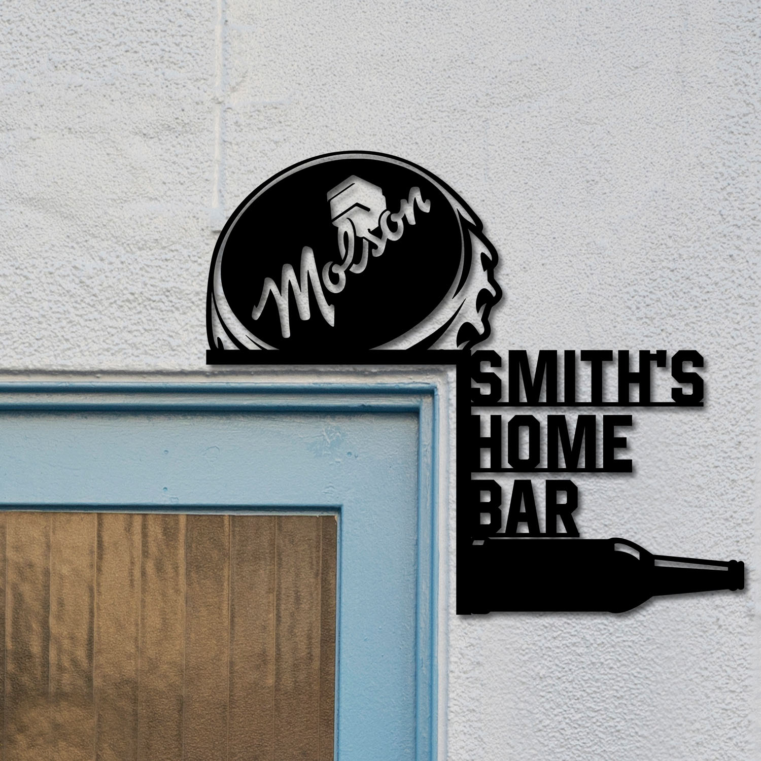 Custom Molson Canadian Bottle Cap Metal Door Corner Home Bar Pub Frame ...