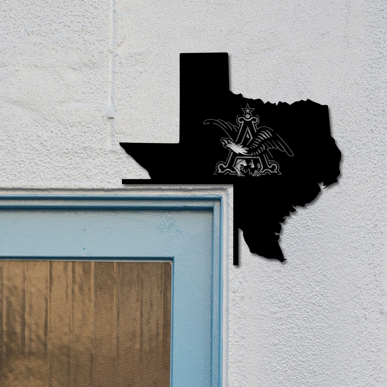 Natural Light Texas State Map Metal Door Corner Home Bar Frame Topper ...