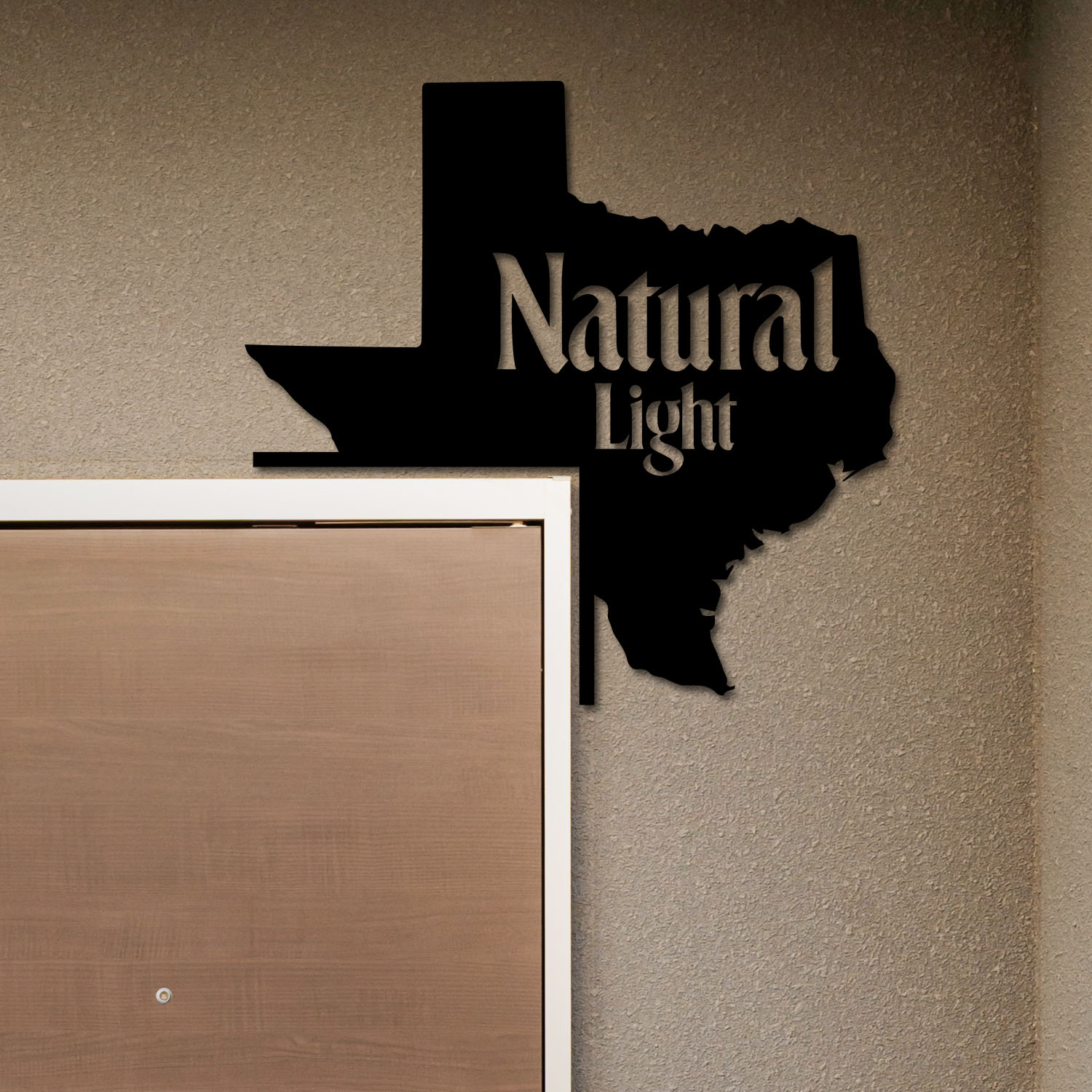 Natural Light Texas State Map Metal Door Corner Home Bar Pub Frame ...