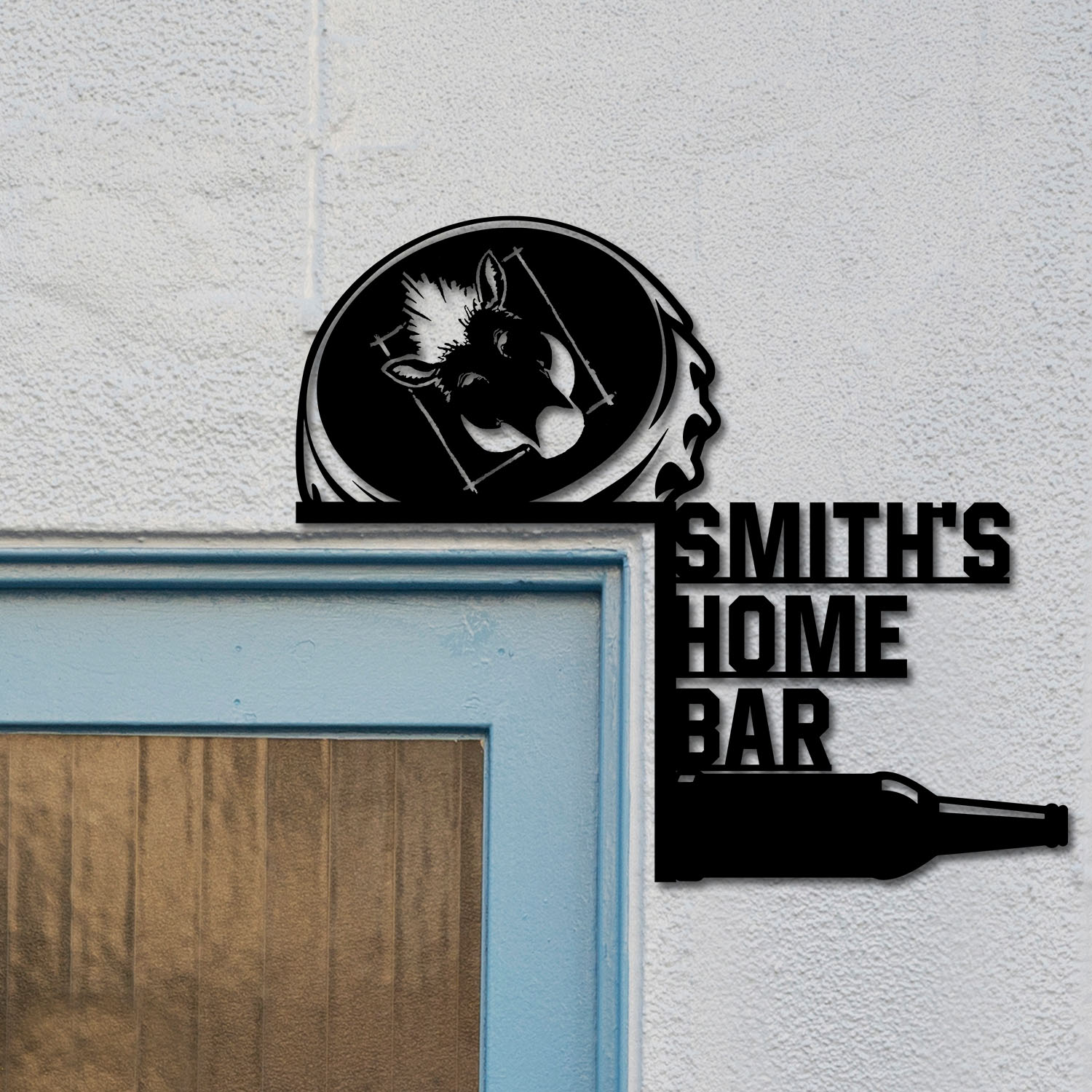 Custom Old Thumper Bottle Cap Metal Door Corner Home Bar Pub Frame ...