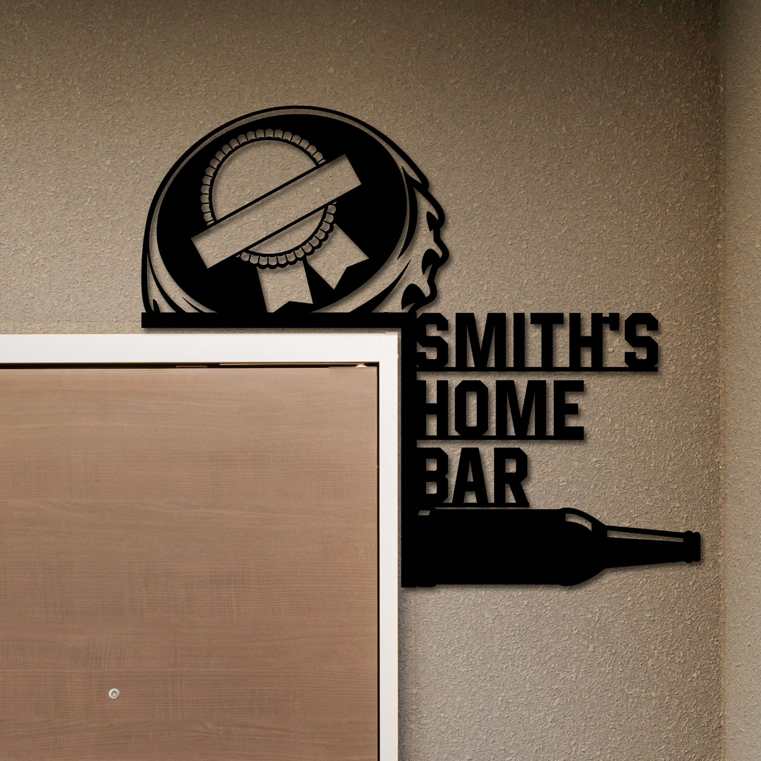 Custom Pabst Blue Ribbon Bottle Cap Metal Door Corner Home Bar Pub ...