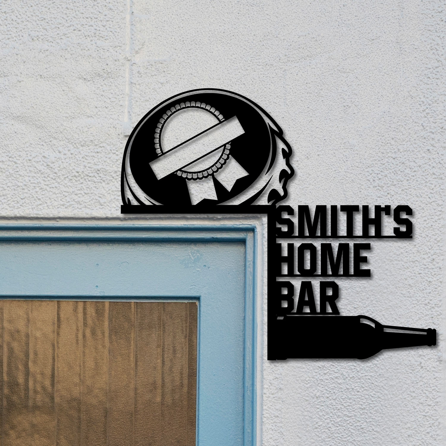 Custom Pabst Blue Ribbon Bottle Cap Metal Door Corner Home Bar Pub ...