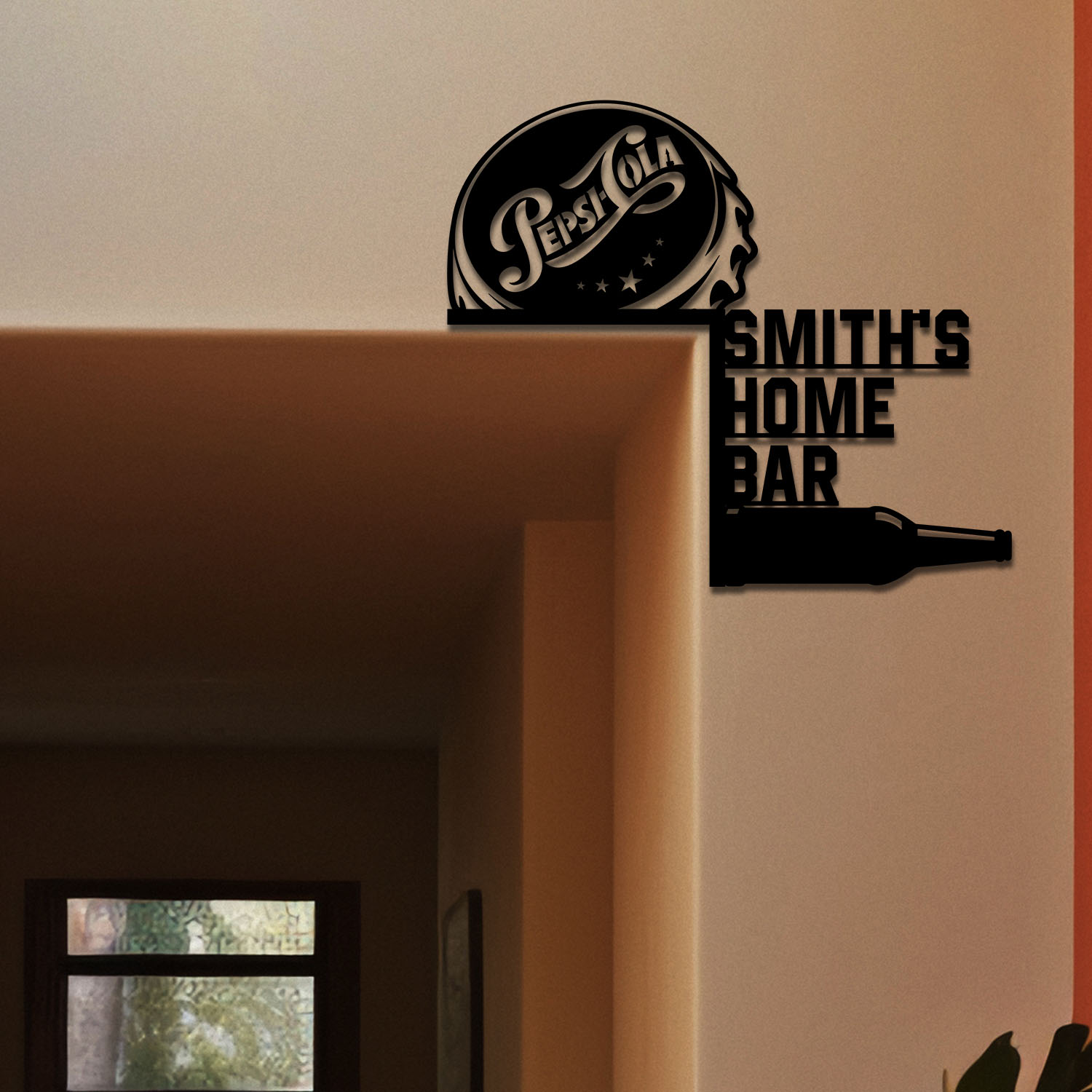 Custom Pepsi Cola Bottle Cap Metal Door Corner Home Bar Pub Frame ...