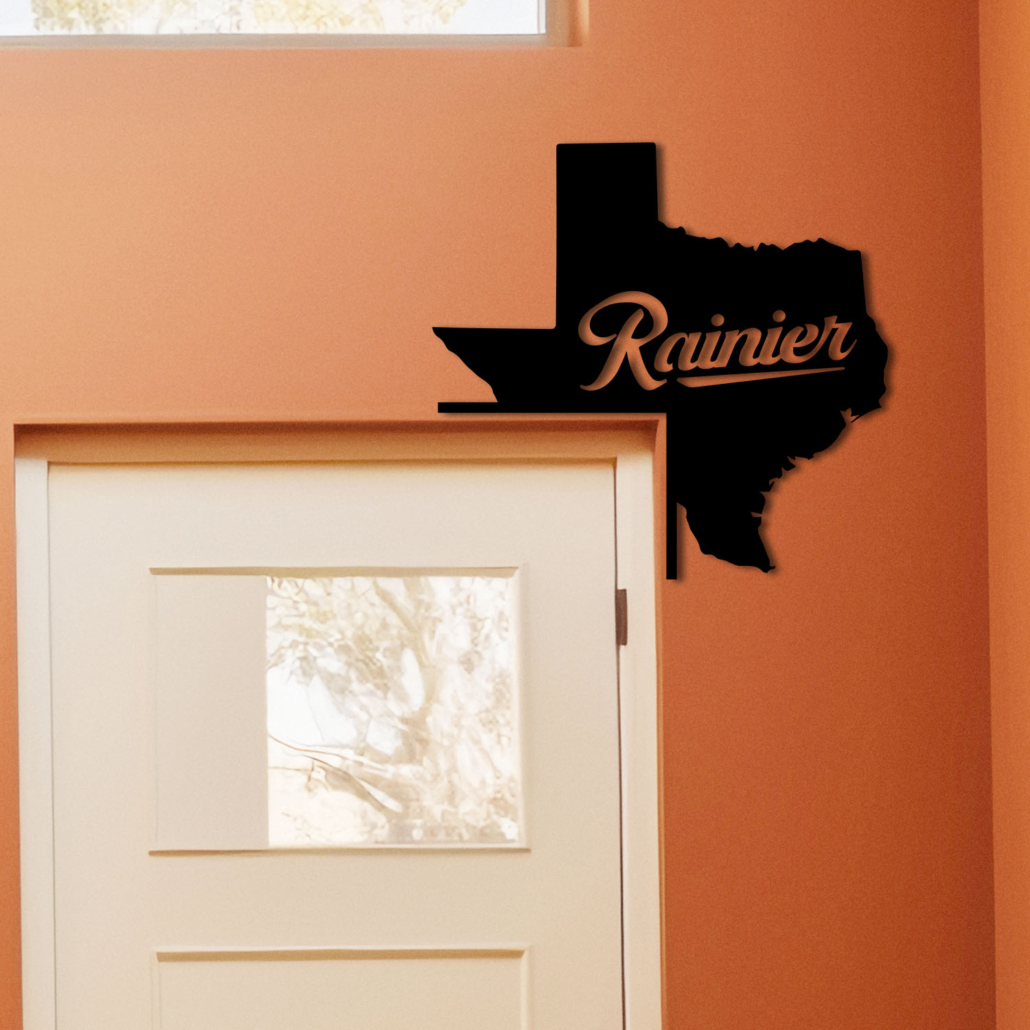Rainier Texas State Map Metal Door Corner Home Bar Pub Frame Topper ...