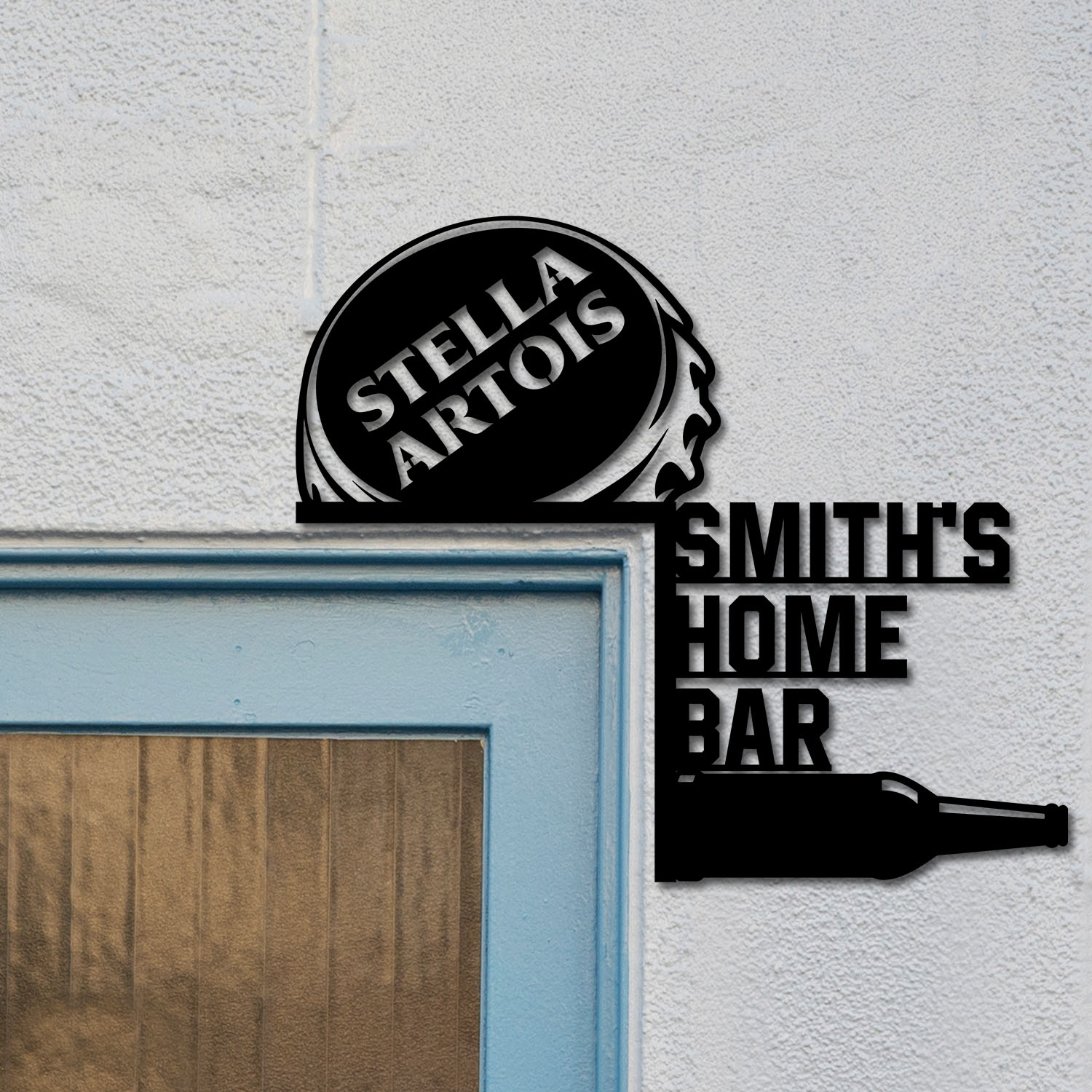 Custom Stella Artois Belgium Bottle Cap Metal Door Corner Home Bar Pub ...