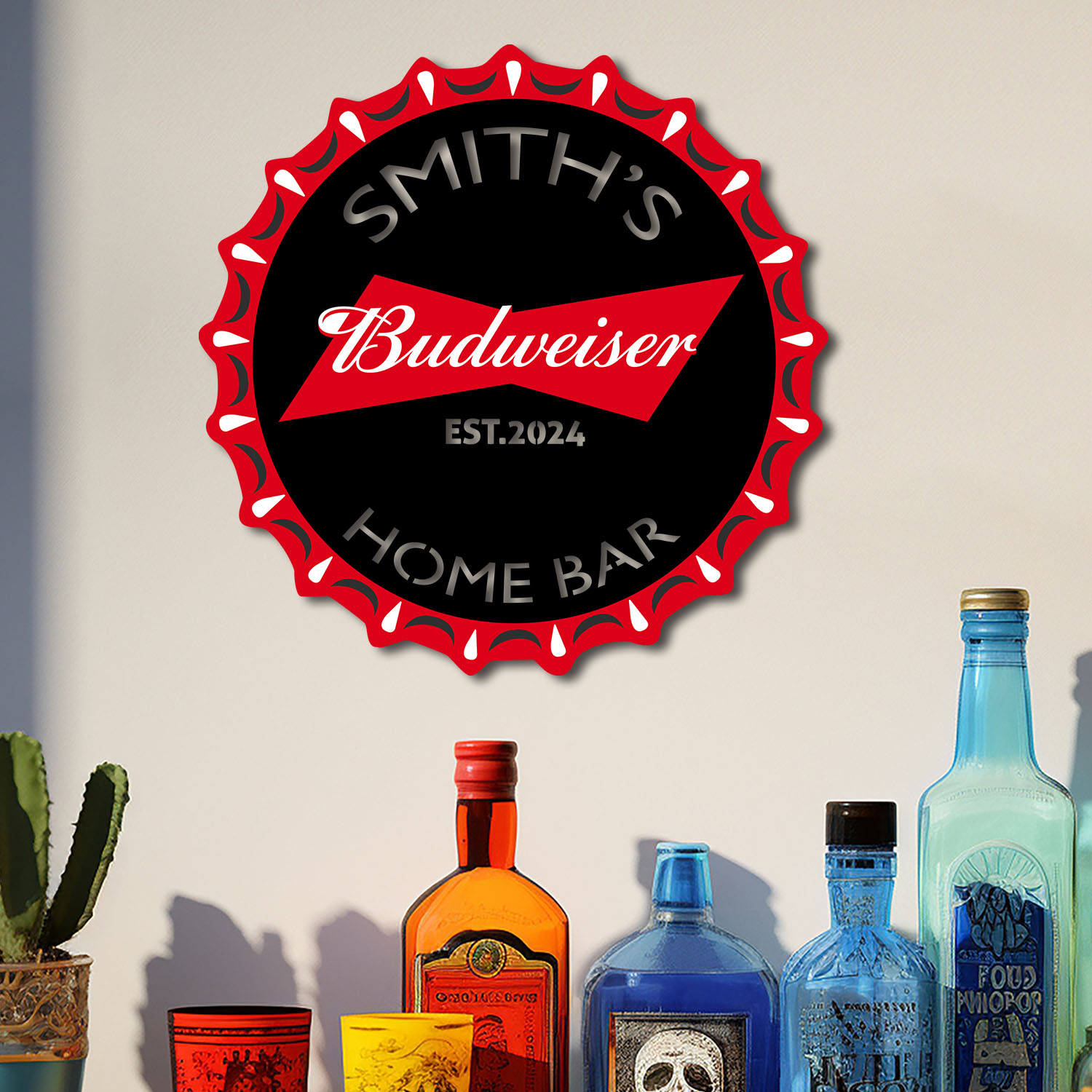 Custom Budweiser Bottle Cap Metal Wall Art Home Bar Pub Decor – Lynseriess