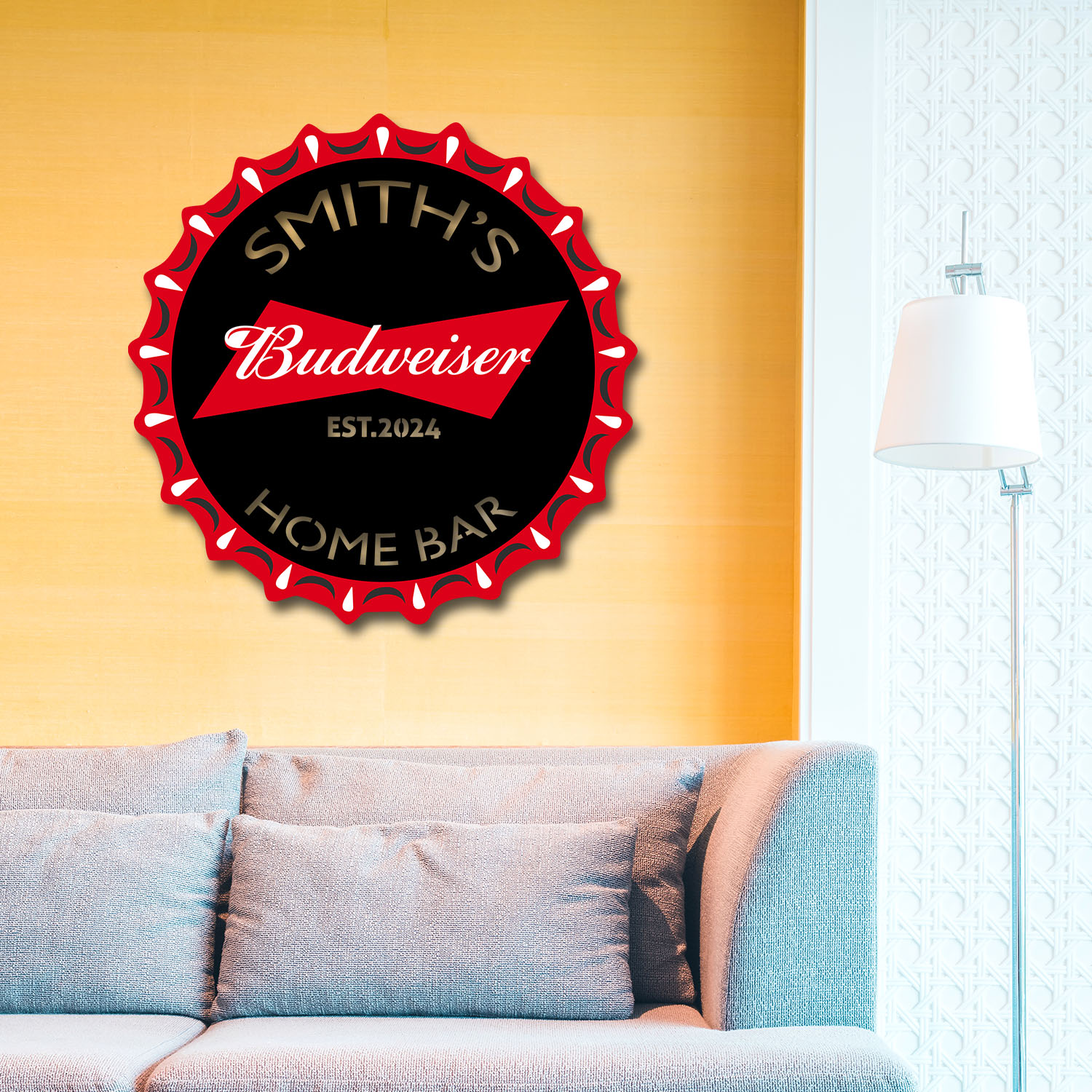 Custom Budweiser Bottle Cap Metal Wall Art Home Bar Pub Decor – Lynseriess
