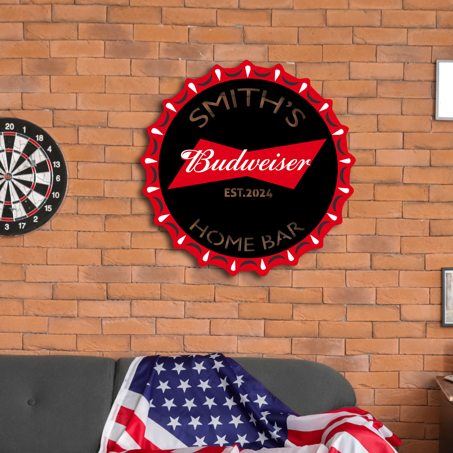 Custom Budweiser Bottle Cap Metal Wall Art Home Bar Pub Decor – Lynseriess