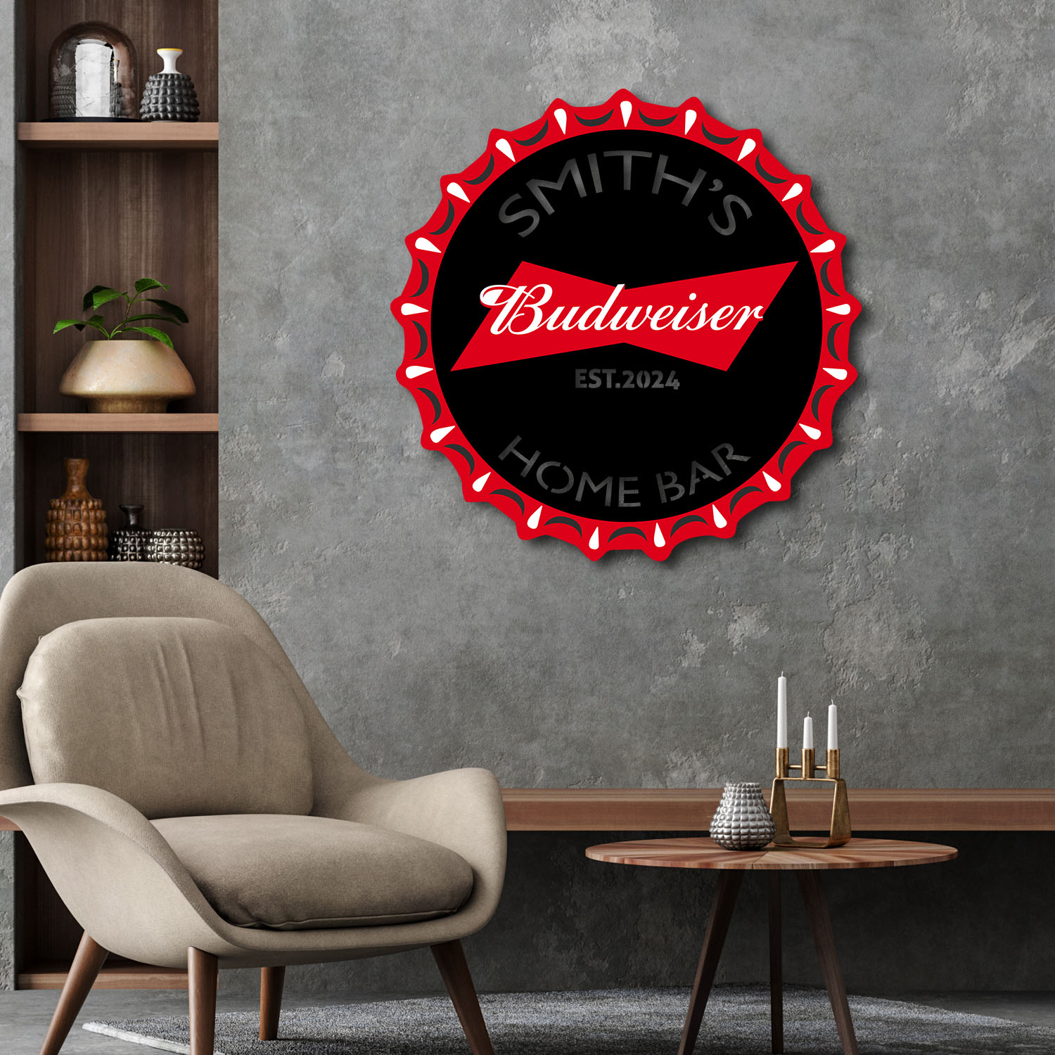 Custom Budweiser Bottle Cap Metal Wall Art Home Bar Pub Decor – Lynseriess