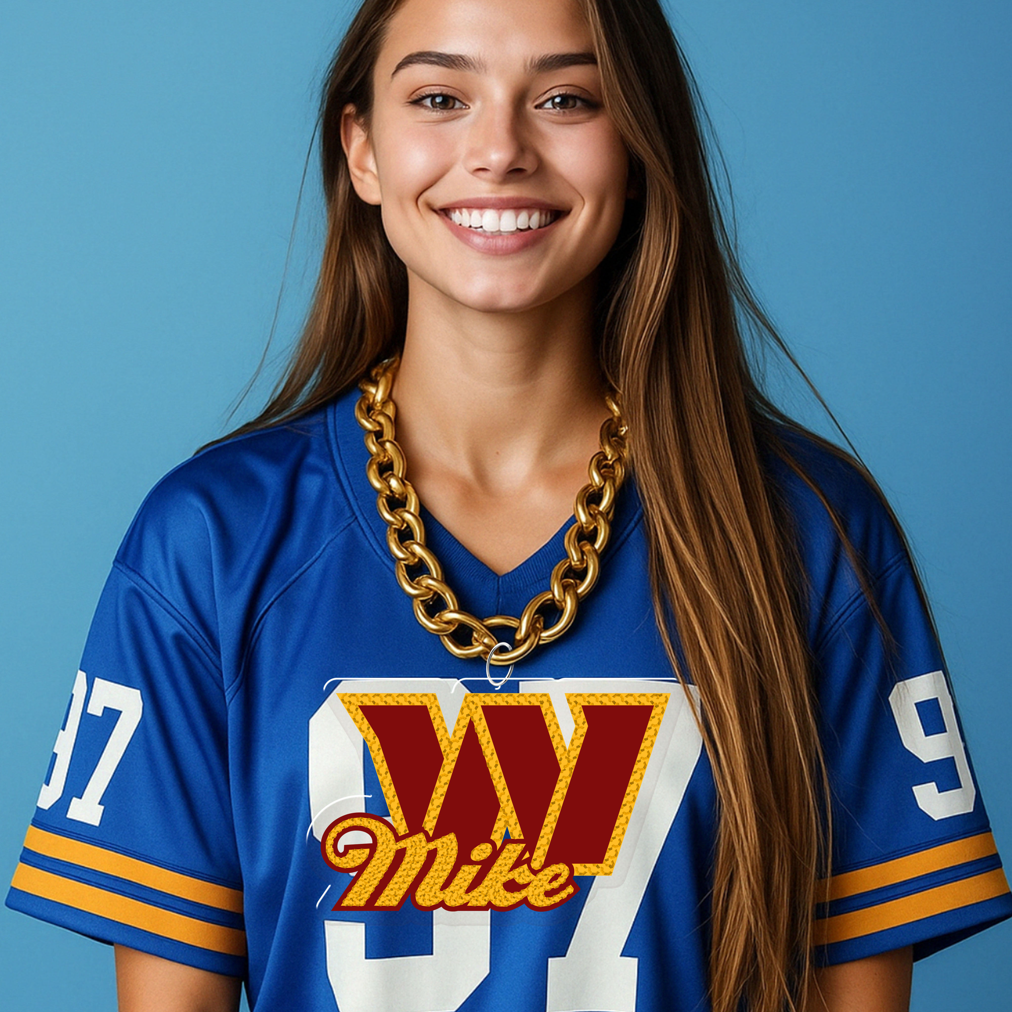 Custom Washington Commanders Giant Necklace Acrylic Sparkling Stones ...